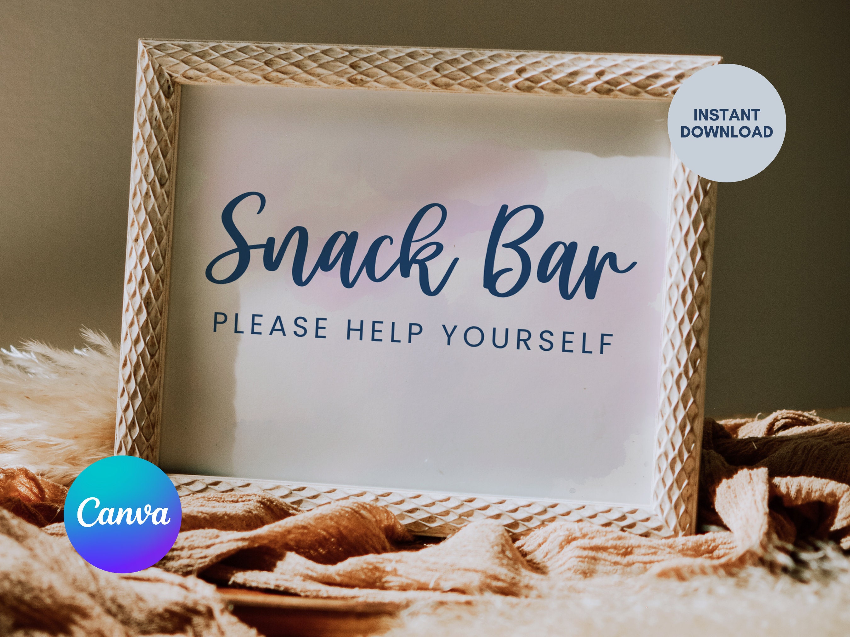 Bunny Party Food Sign, Canva Template, Snack Bar Sign, Bunny Rabbit ...