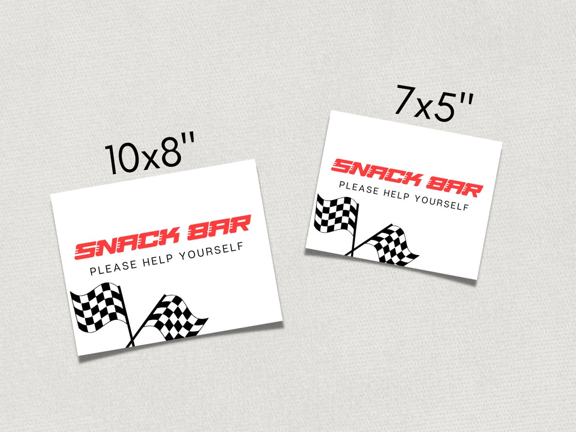 Race Car Party Food Sign, Canva Template, Snack Bar Sign, Racing Driver ...