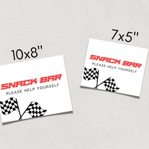 Race Car Party Food Sign, Canva Template, Snack Bar Sign, Racing Driver ...