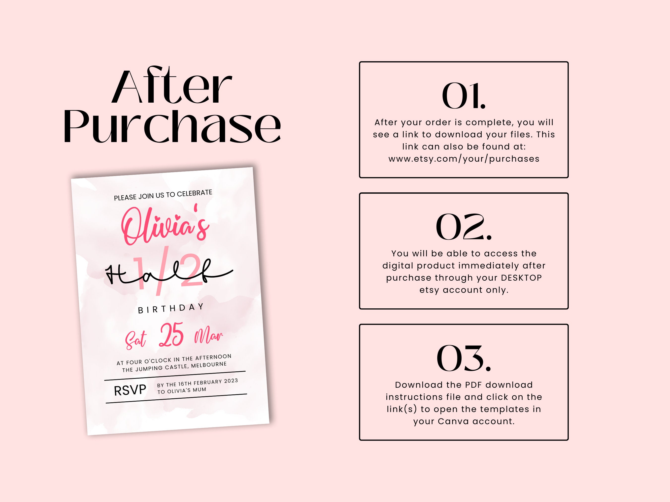 Half Birthday Invitation, 1/2 Birthday Invite, 6 Months Birthday Party ...