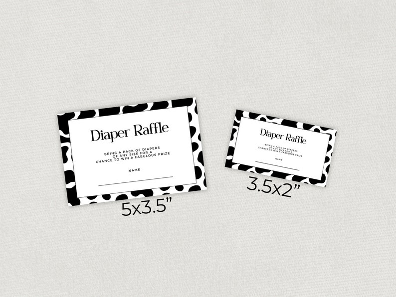 Cow Diaper Raffle Card, Cow Baby Shower, Canva Template, Insert Card ...
