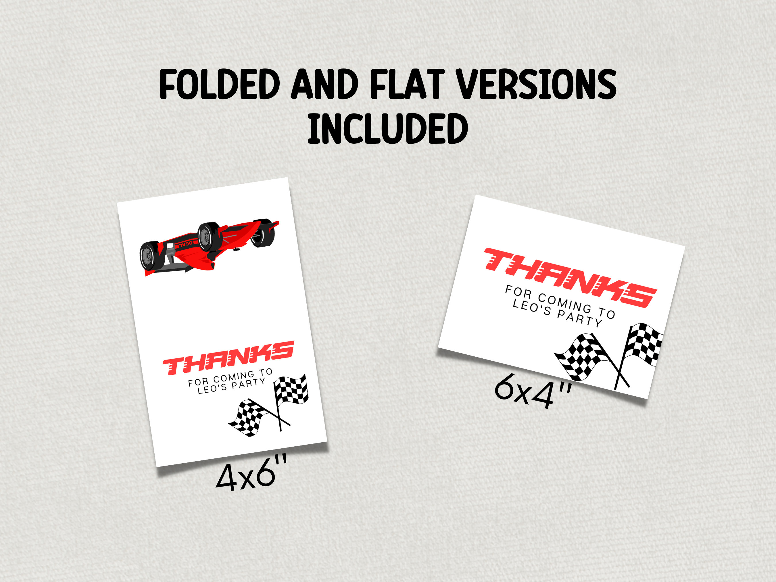 Race Car Thanks Card, Thank You Card, Little Racer, Birthday Party ...