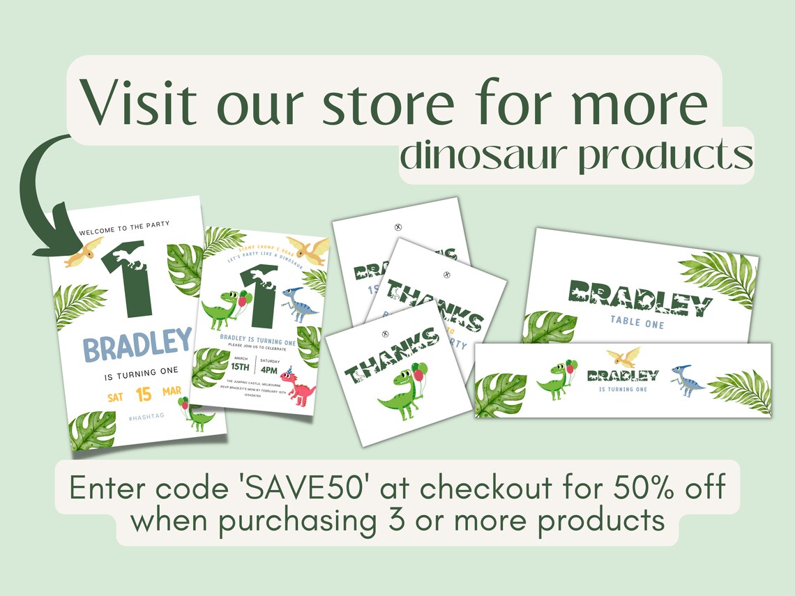 Dinosaur Birthday Party Menu, Little Dino Party, Canva Template, Kids ...