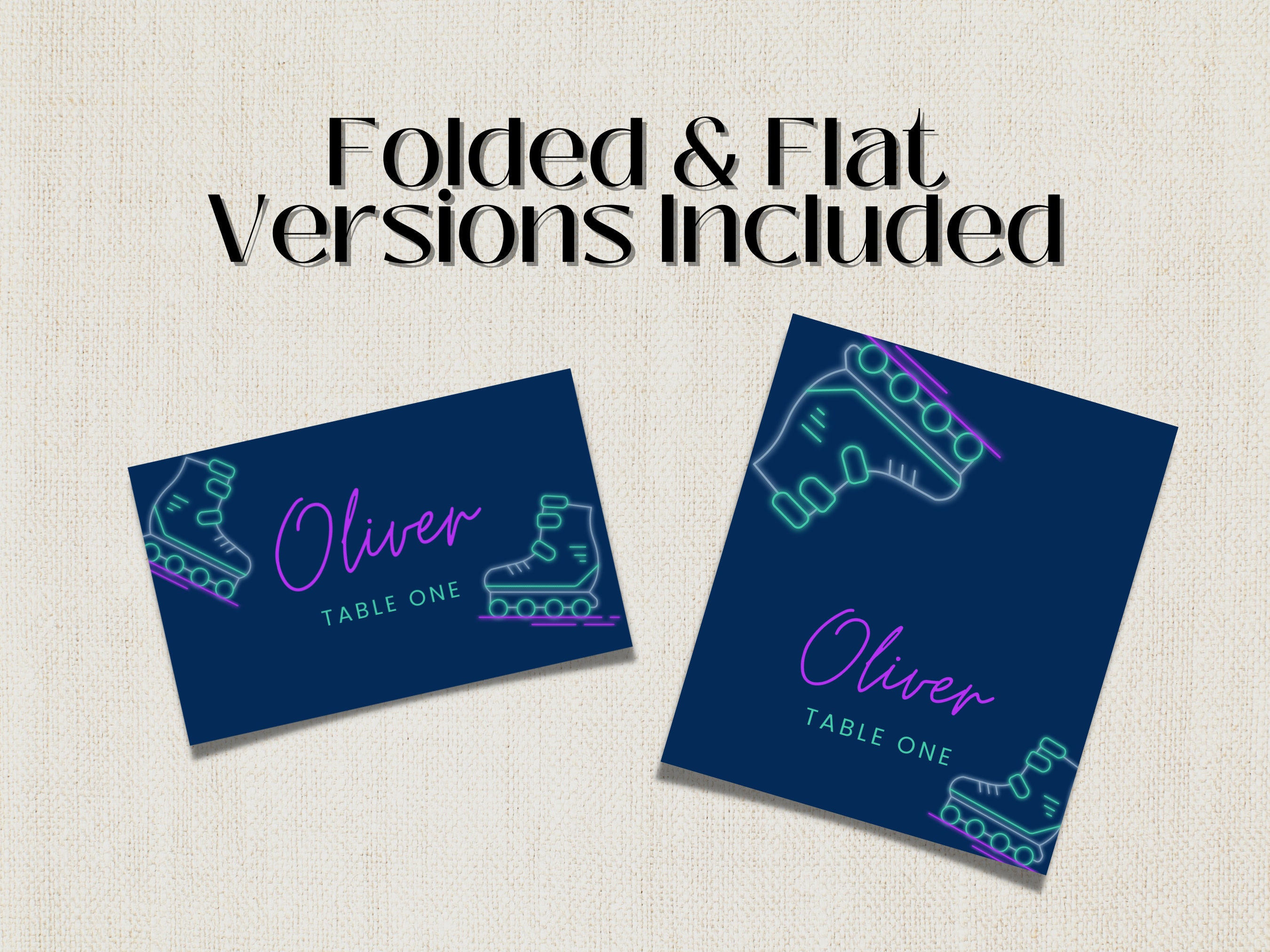 Roller Skates Party Place Cards, Canva Template, Printable, Skating ...