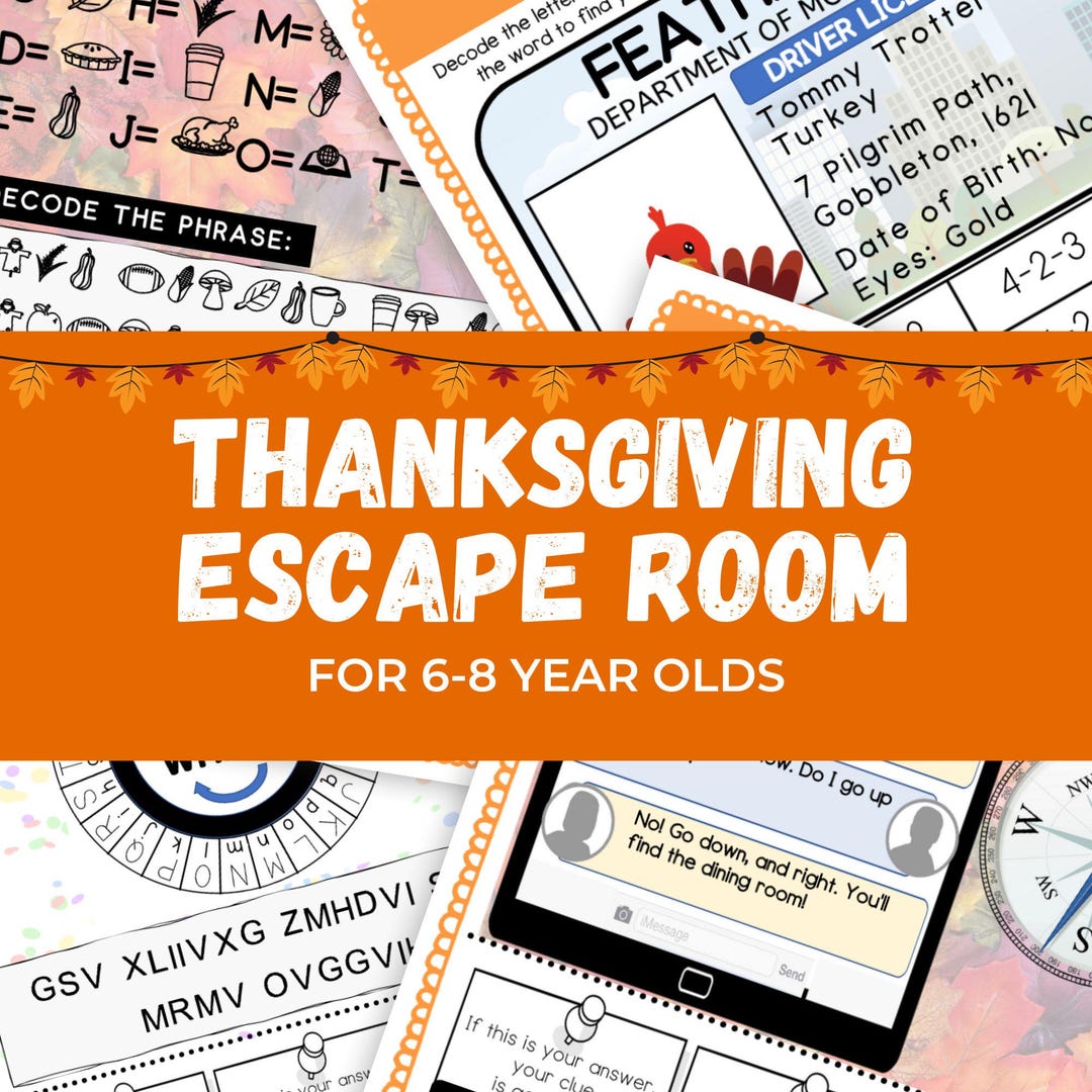Thanksgiving Escape Room for Kids, Printable Holiday Party Game, Fall ...