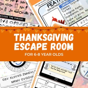 Thanksgiving Escape Room for Kids, Printable Holiday Party Game, Fall ...