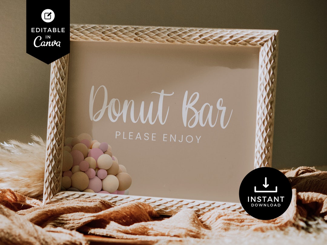 Bear Food Sign, Balloons Teddy Bear Baby Shower, Donut Bar Sign, Canva ...