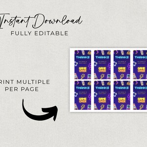 Arcade Party Bag Topper, Favor Tag, Treat Bag, Gamer Bday Party, Glow ...