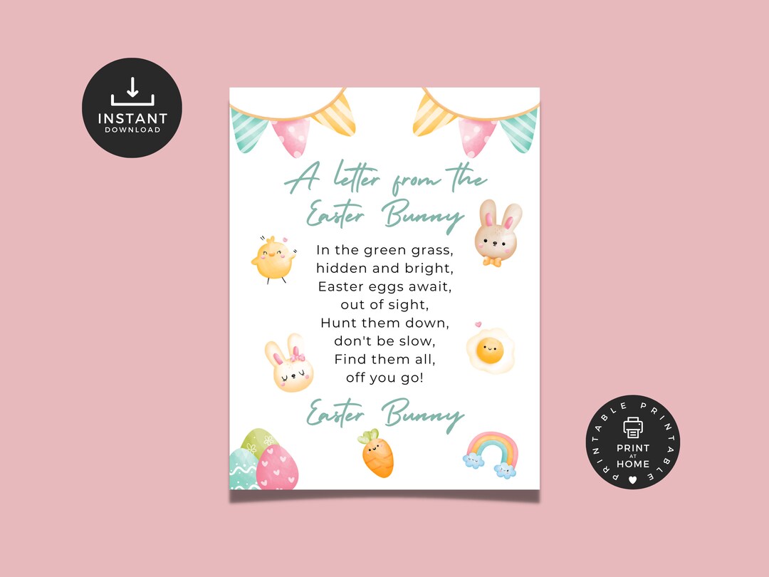 Easter Egg Hunt, Letter From the Easter Bunny, Easter Bunny Note ...