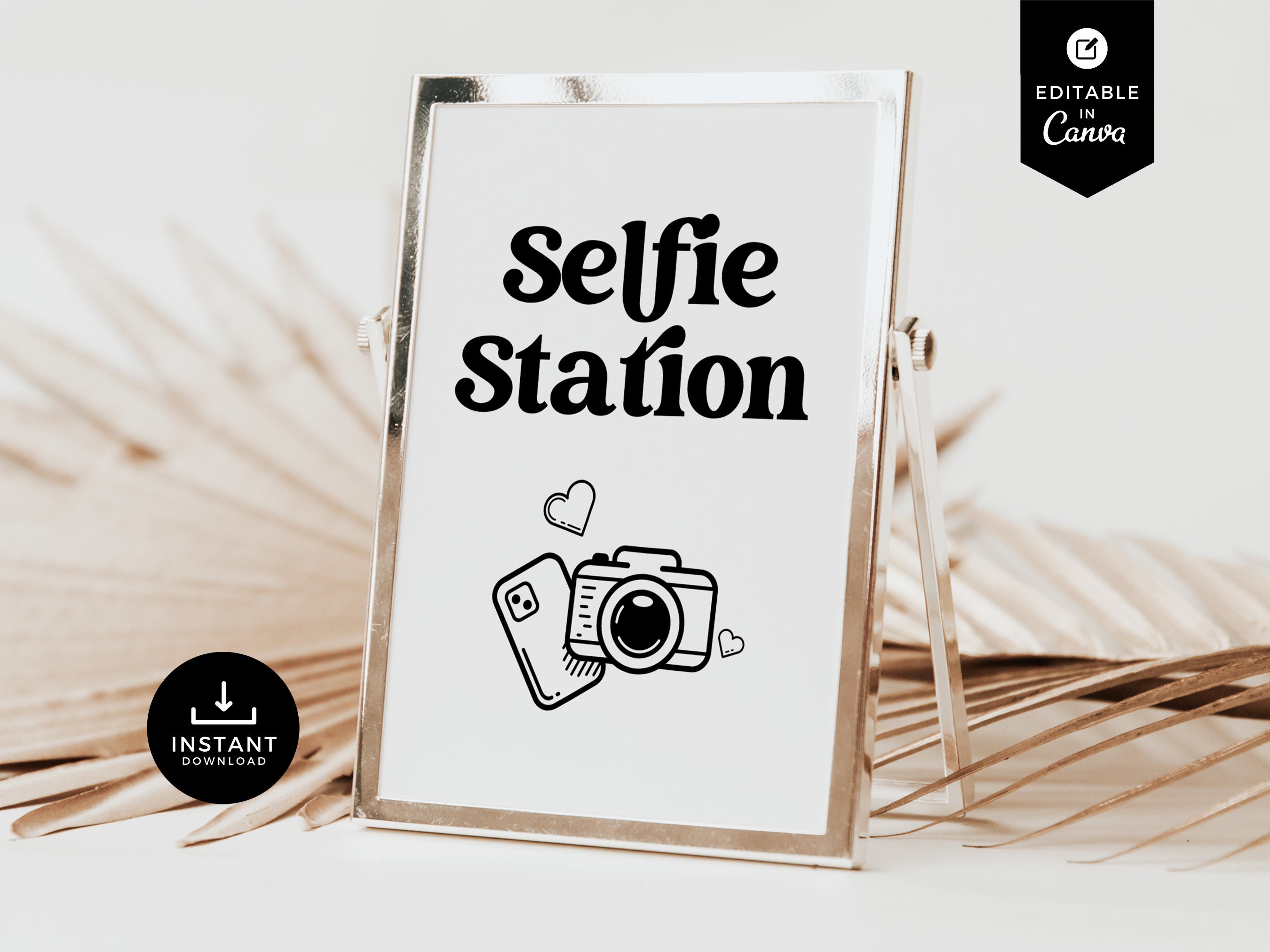 Minimalist Selfie Station Sign, Photo Booth Sign, Photo Selfie Sign ...