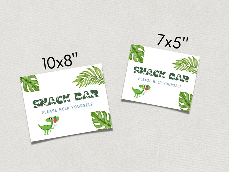 Dinosaur Party Food Sign, Canva Template, Snack Bar Sign, Little Dino ...