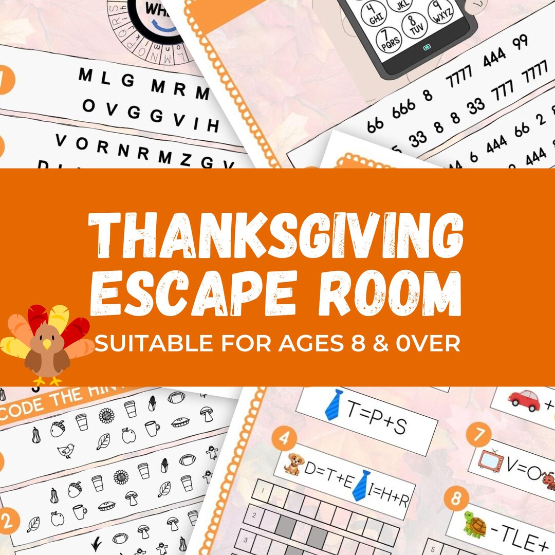 Thanksgiving Escape Room for Kids, Printable Party Game, Fall Activity ...