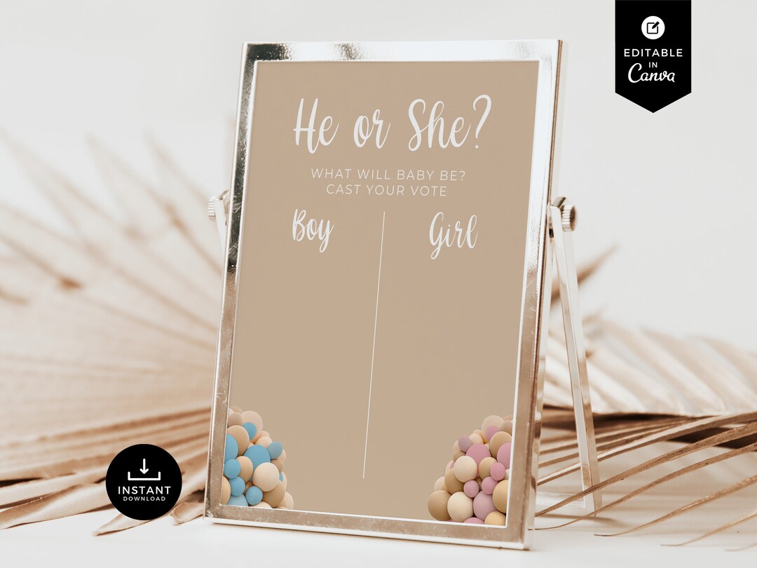 Teddy Bear He or She Sign, Teddy Bear Balloons Baby Shower, Gender ...