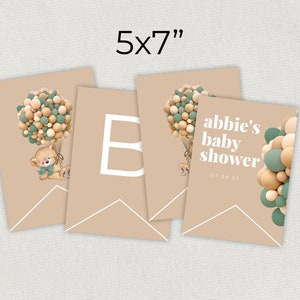 Bear Baby Shower Bunting, Teddy Bear, Garland, Canva Template, Flag ...