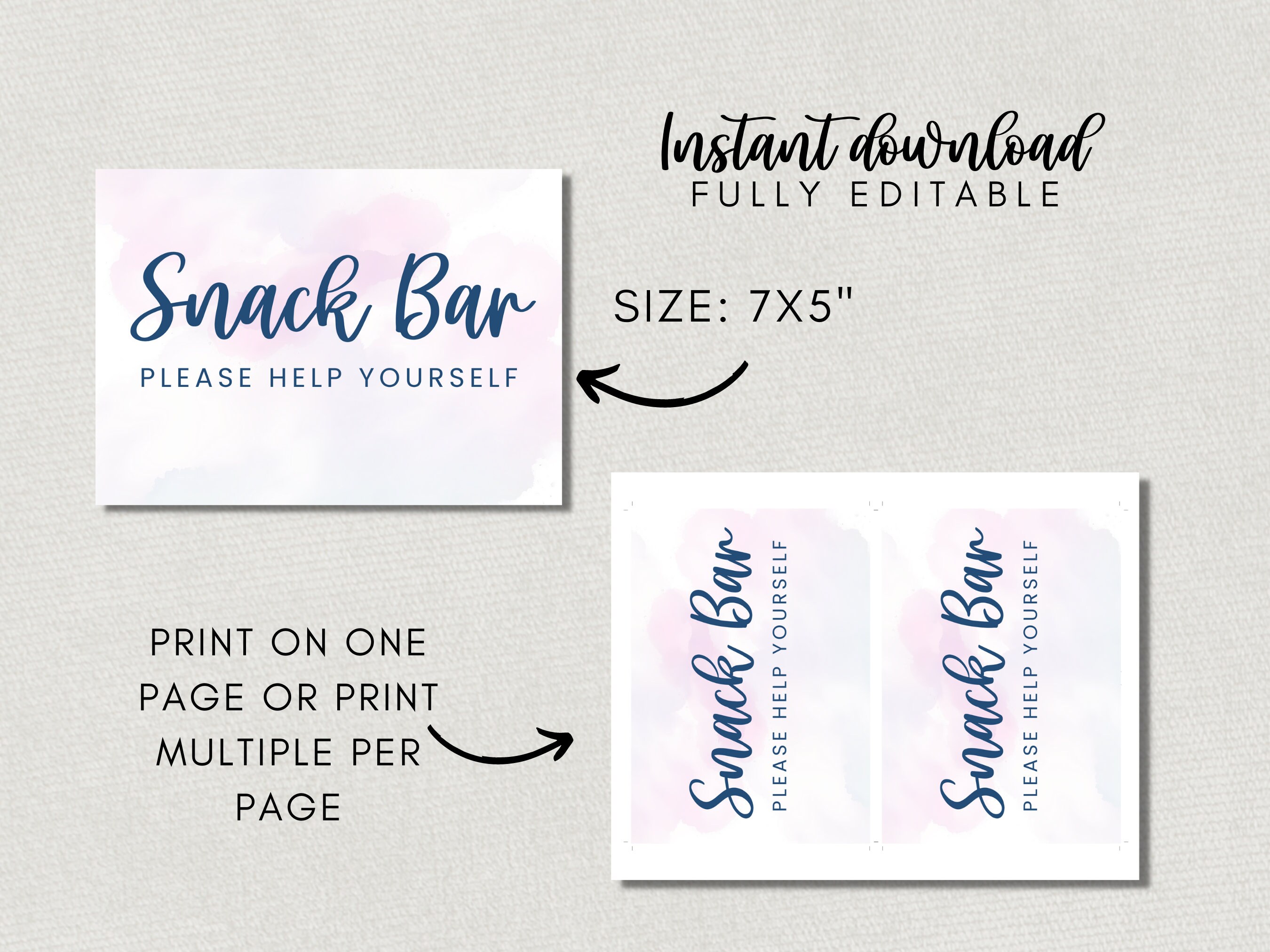 Bunny Party Food Sign, Canva Template, Snack Bar Sign, Bunny Rabbit ...