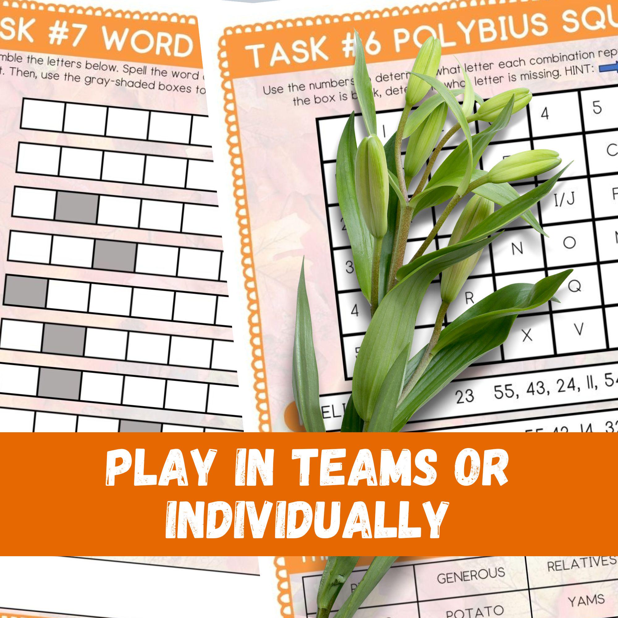 Thanksgiving Escape Room for Kids, Printable Party Game, Fall Activity ...