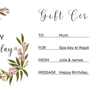 Personalized Birthday Gift Certificate Template (digital Download) - Etsy