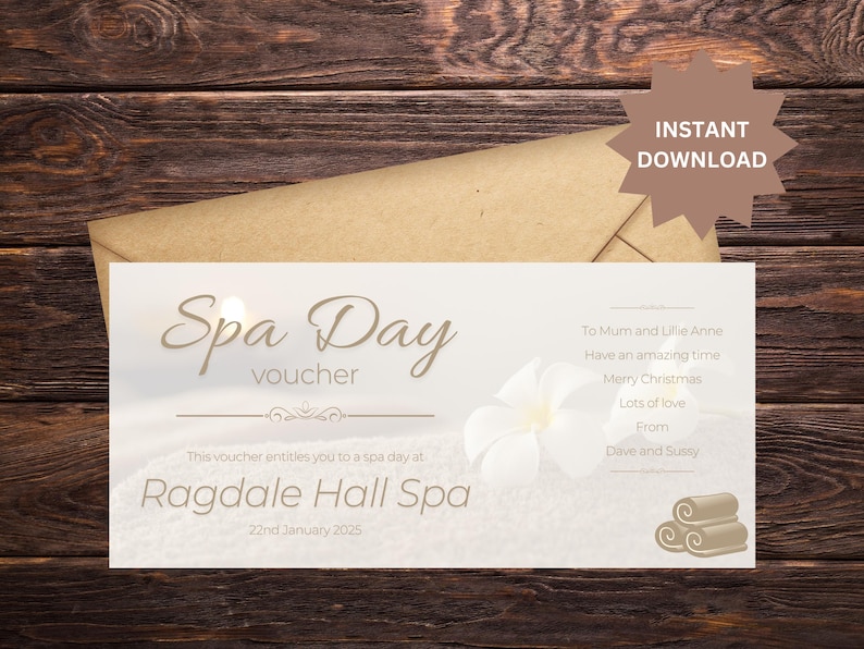 Spa Day Gift Voucher, Pamper, Valentines Day, for Her, Birthday ...