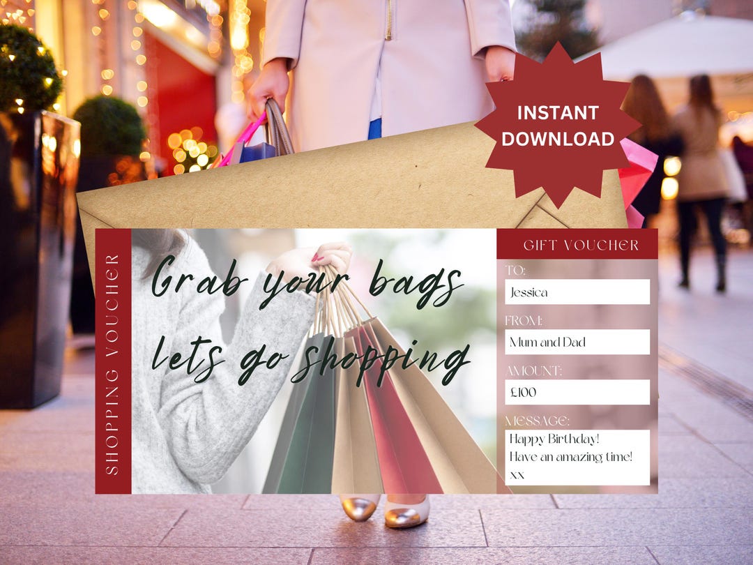 Editable Shopping Gift Voucher Template Canva Design for Her Birthday ...