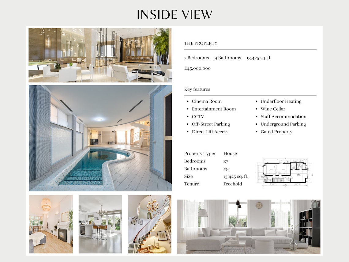 Canva Editable Business Luxury Property Brochure 4 Pages Listing ...