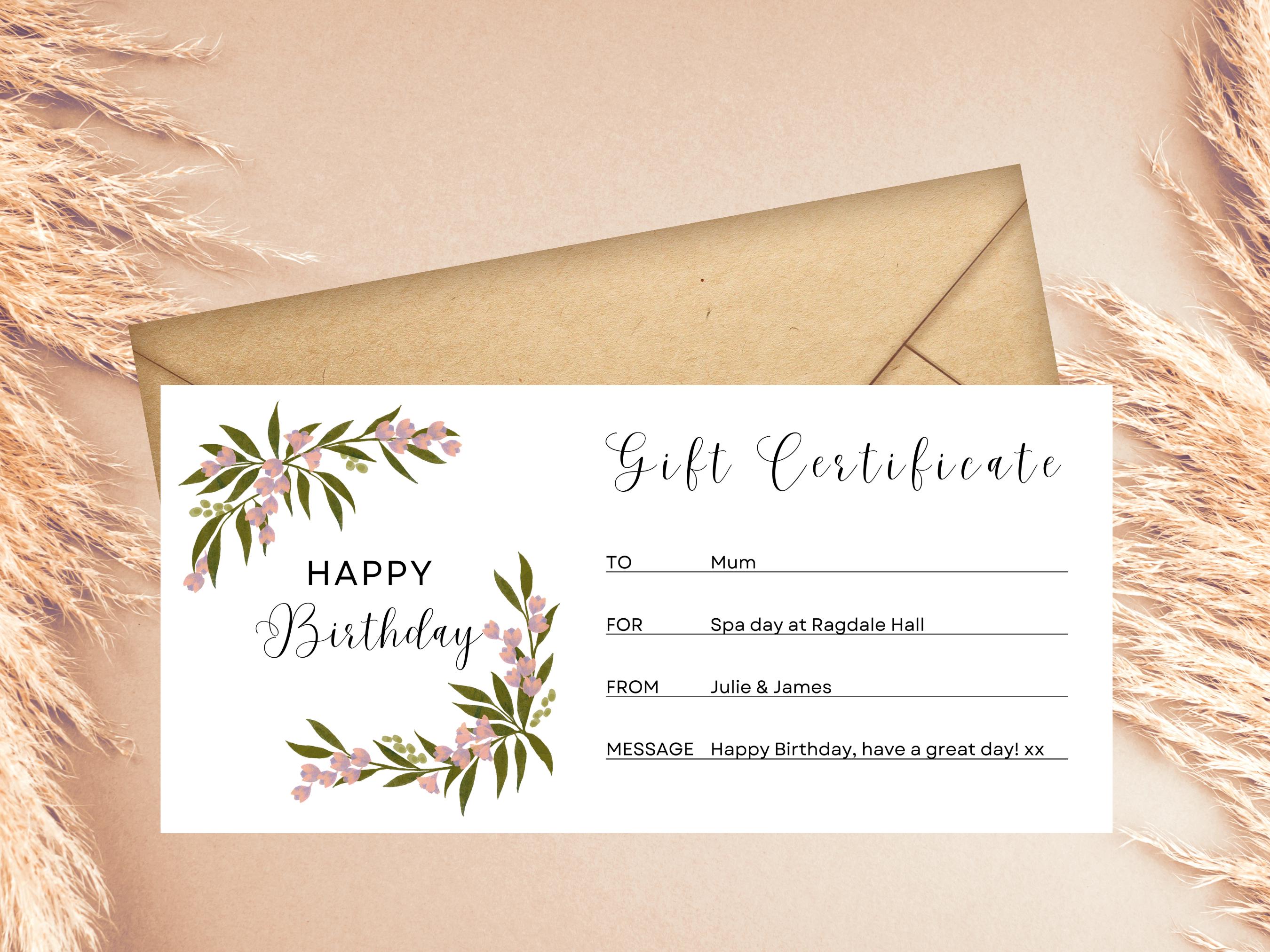 Personalized Birthday Gift Certificate Template (digital Download) - Etsy
