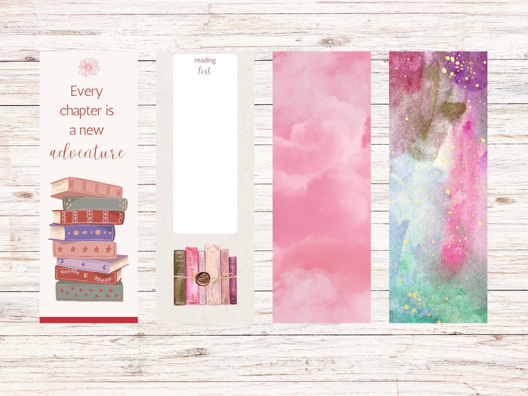 Printable Pink Watercolour Neutral Reader Bookmarks Set of 4 Designs ...