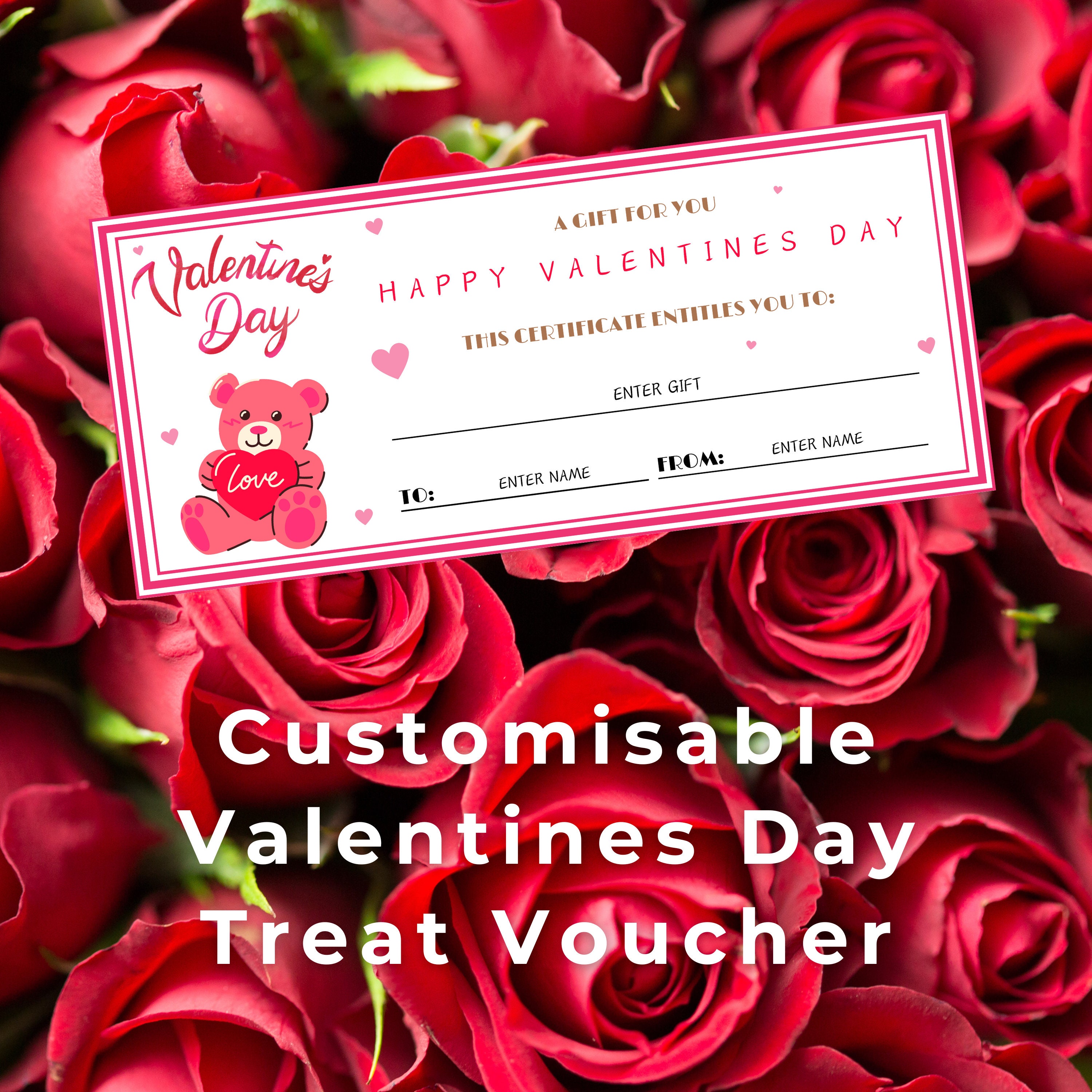 Valentines Day Gift Voucher Experience Certificate Editable Template ...