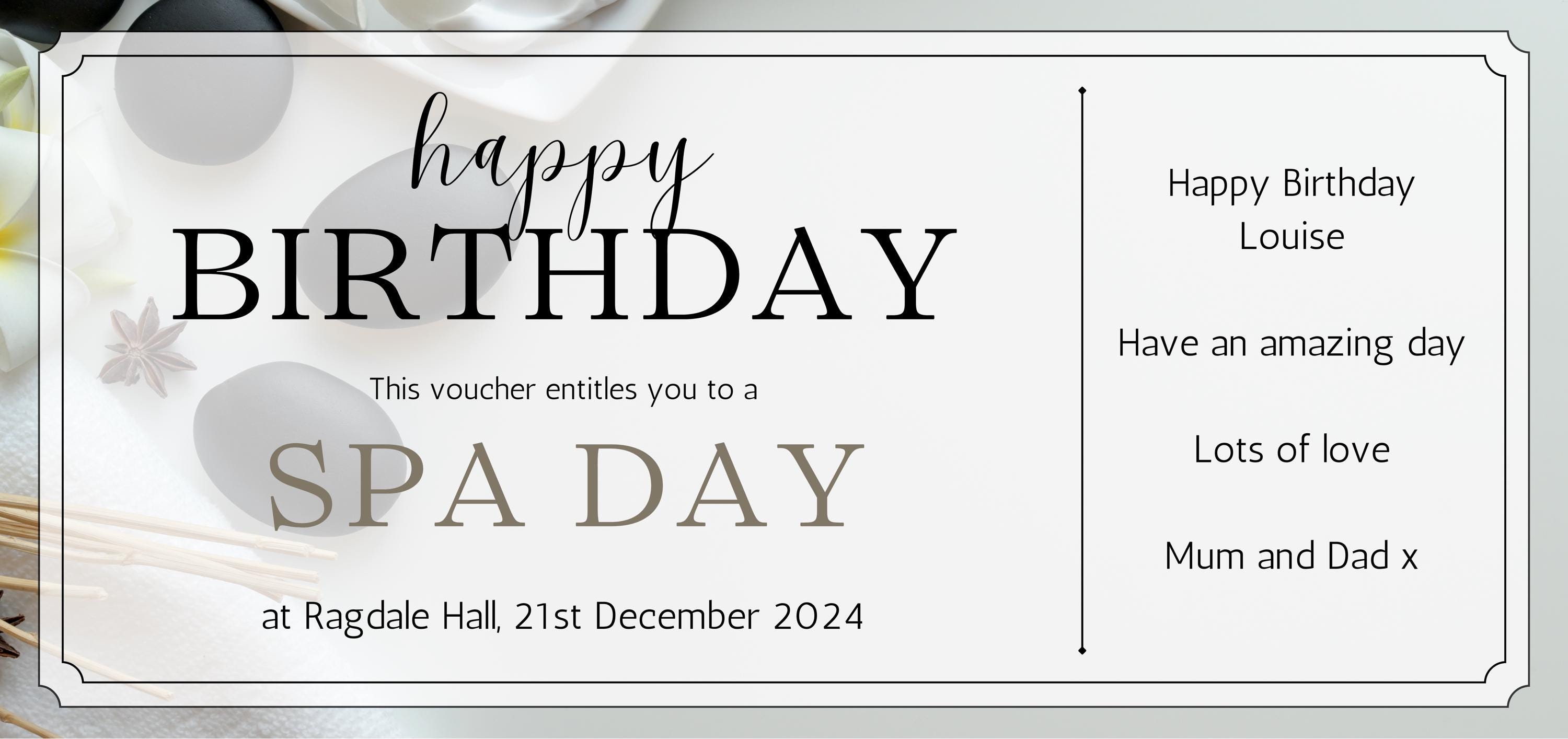 Spa Day Gift Voucher Pamper Luxury for Her Birthday Canva Editable ...