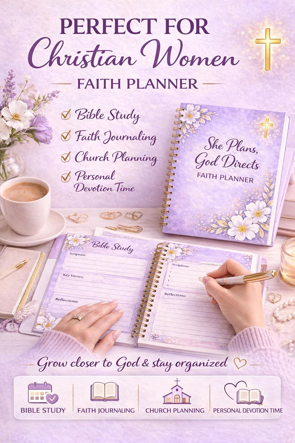 Christian Women Faith Planner | Bible Study, Prayer Journal (digital ...