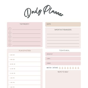 Simple and Pink Daily Planner 1.0, Daily Top Priorities, List of To-do ...