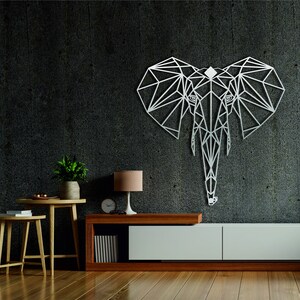 Metal Geometric Elephant Head Art,wildlife Lover Gift, Elephant Metal ...