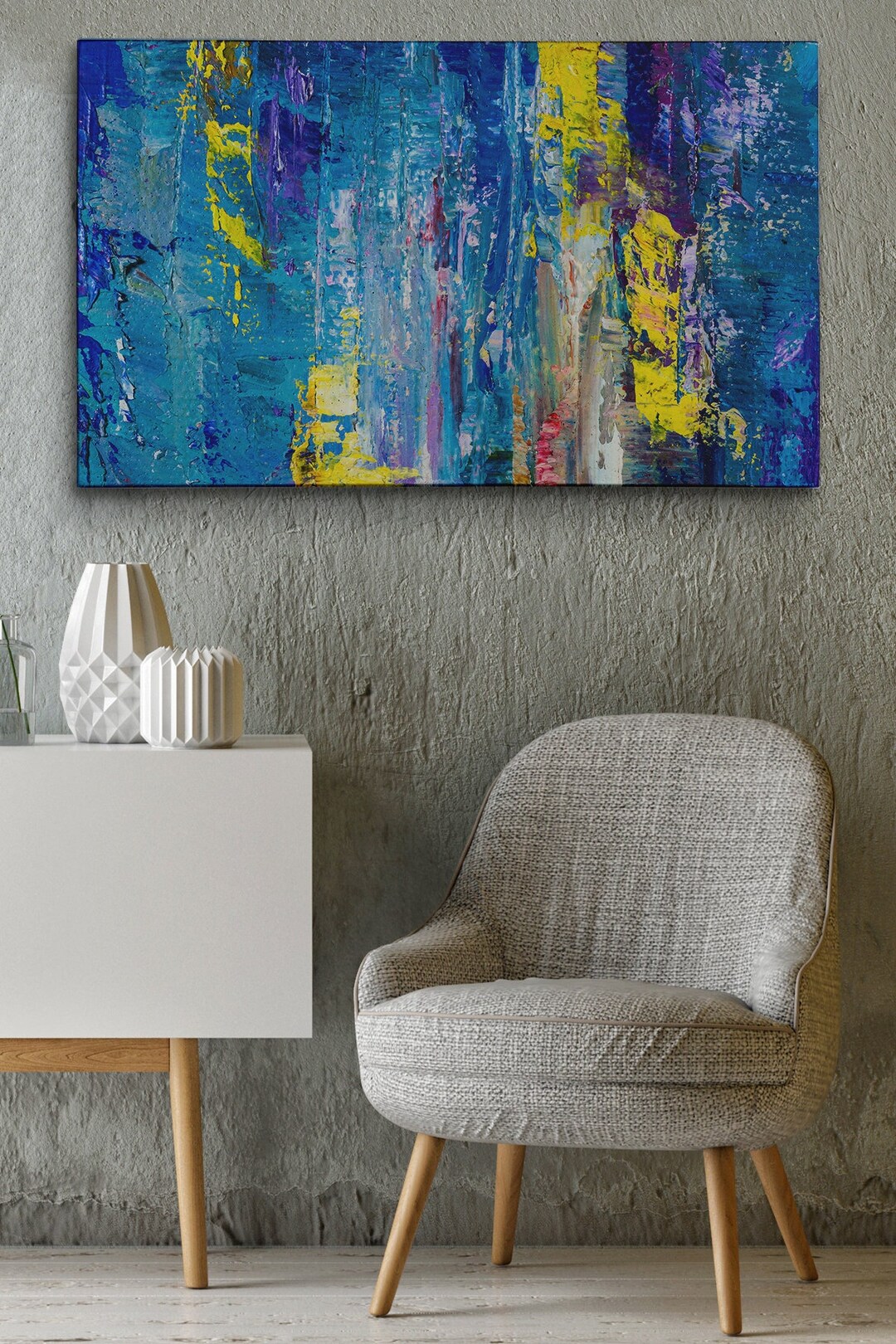 Texture Abstract Wall Art Multicolor Abstract Print Canvas - Etsy