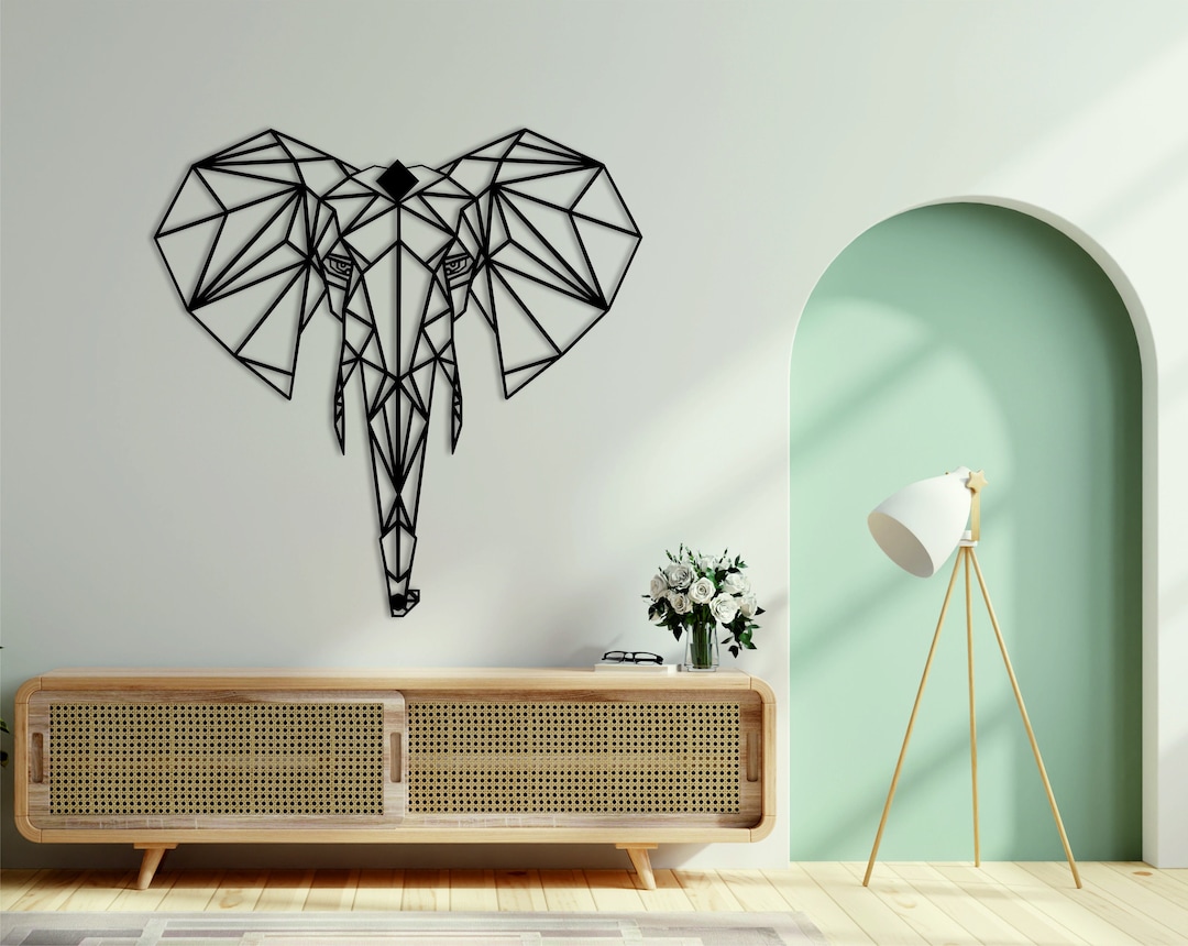 Metal Geometric Elephant Head Art,wildlife Lover Gift, Elephant Metal ...