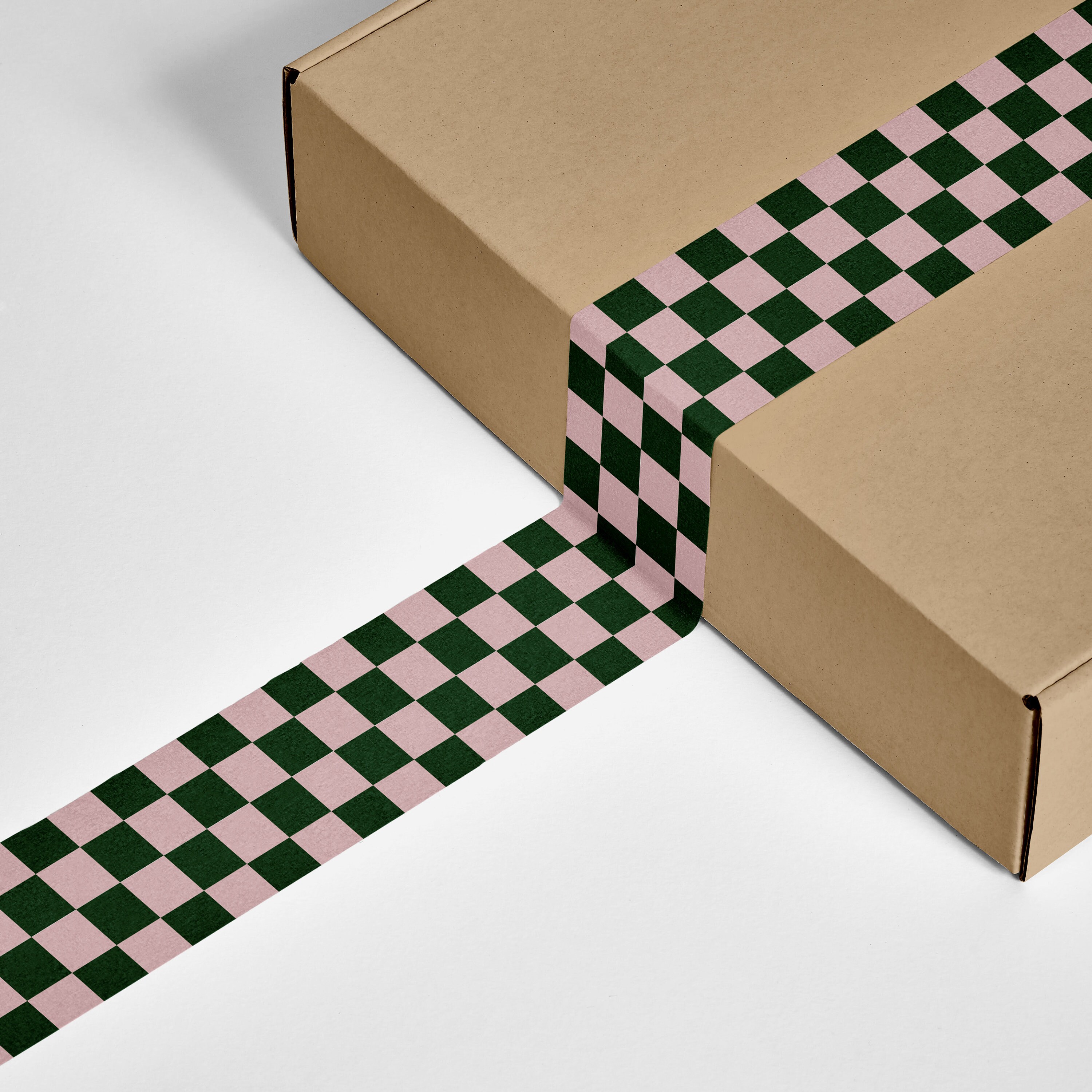 Checkered Packing Tape, Pink and Green Checkerboard Pattern Printed ...