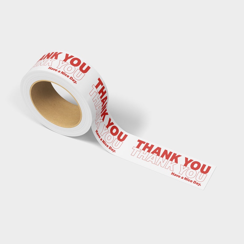 Thank You Packing Tape, NYC Bodega Bag Print, Modern Designer Shipping ... Thank You Packing Tape, NYC Bodega Bag Print, Modern Designer Shipping ...