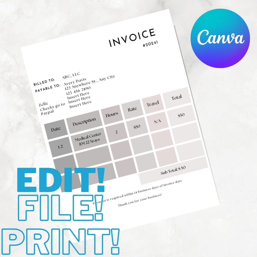 Freelance Invoice. Template Link. Digital Download. Easy to Use ...