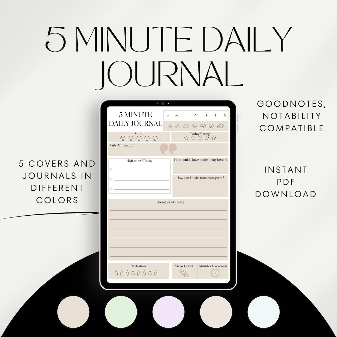 Daily Digital Journal, 5 Minute Journal, Daily Reflections, Goodnotes ...