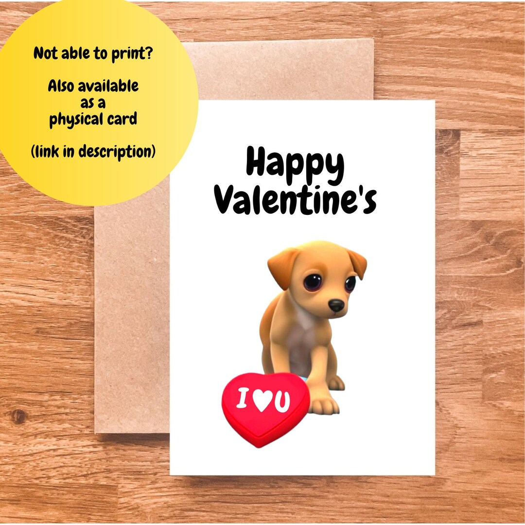 Printable Dog Valentine Card - Funny, Cute Cards - Digital Download - Etsy
