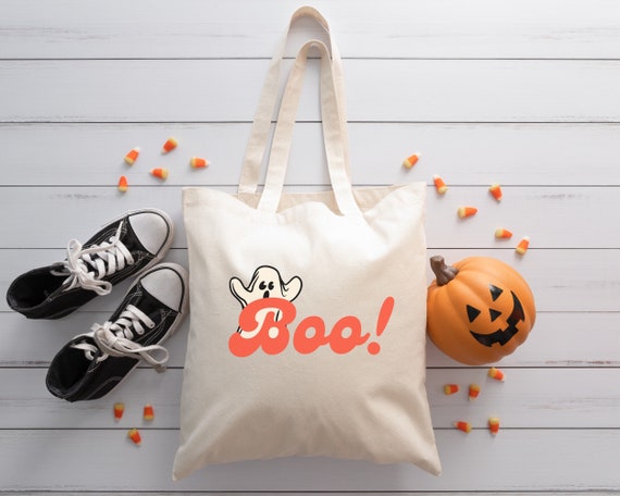 Boo Ghost Canvas Tote Bag Boo Trick or Treat Bag Cute Boo - Etsy