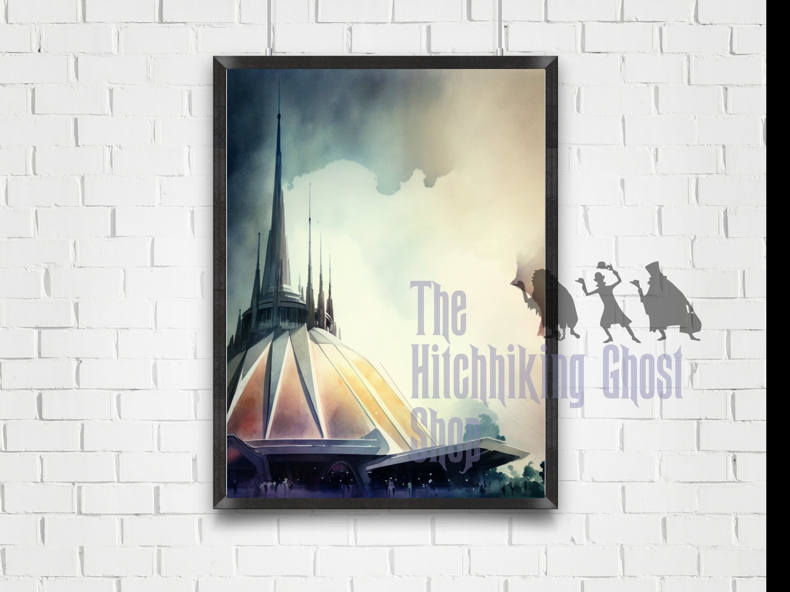 Futuristic Space Building Spire Watercolor Digital Download AI ...