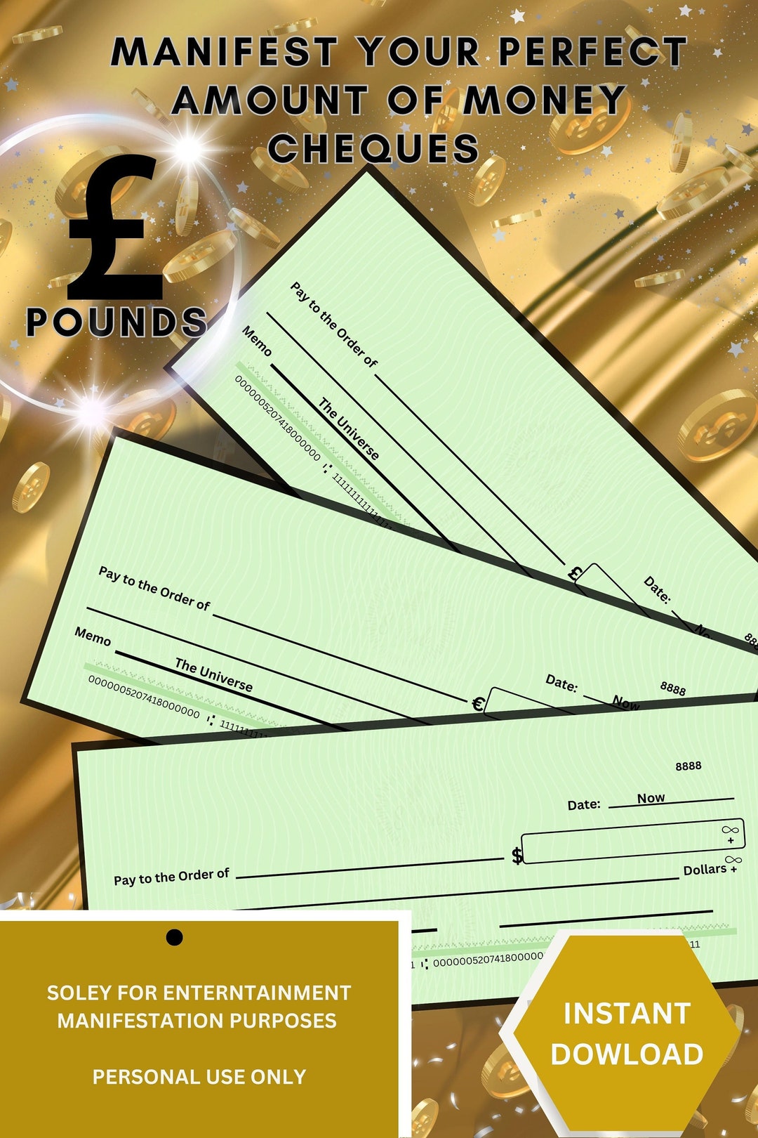Pounds Check, Digital Law of Attraction Printable,manifest Money ...