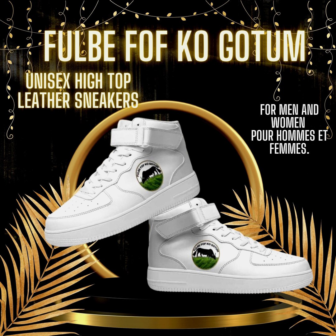 Fulbe Unisex High Top Leather Sneakers, Cow Shoes, African Shoes ...