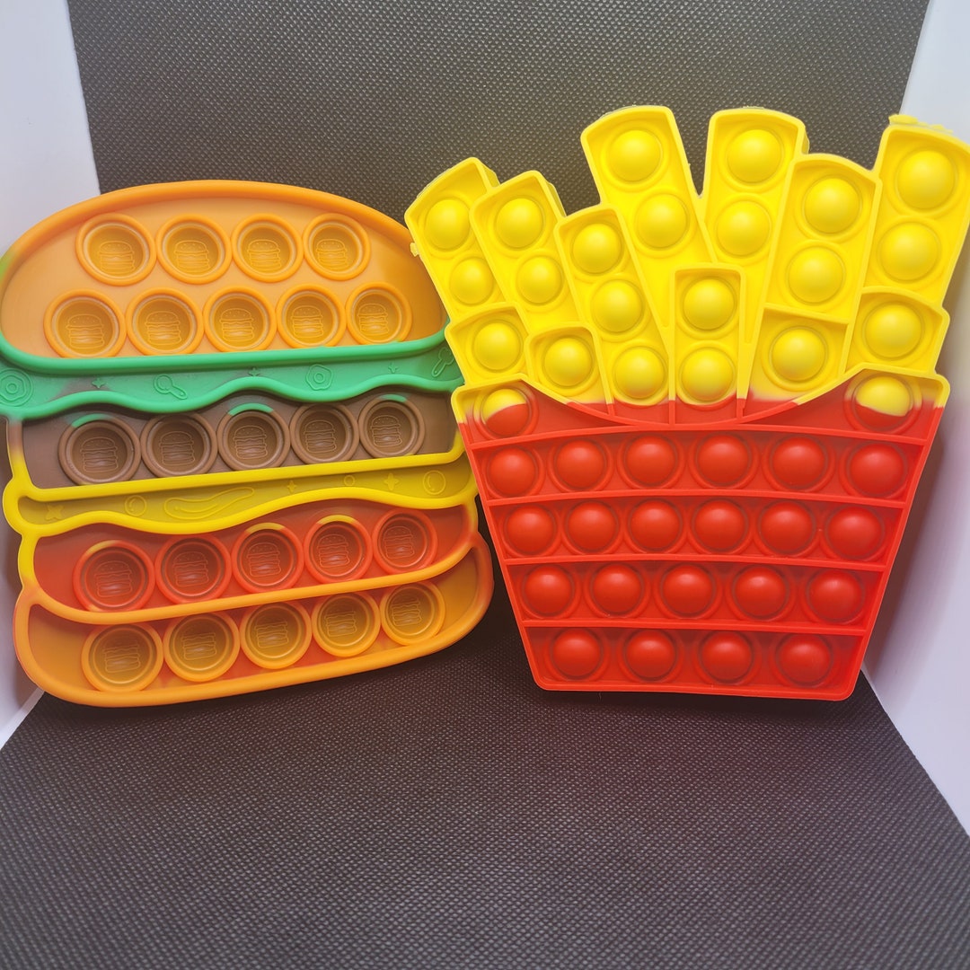 Burger & Fries Fidget Popper Silicone Sensory Mold - Etsy