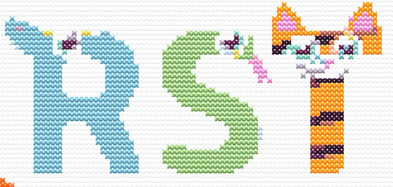 Easy Animal Alphabet Cross Stitch Kids Downloadable Pattern - 26 ...