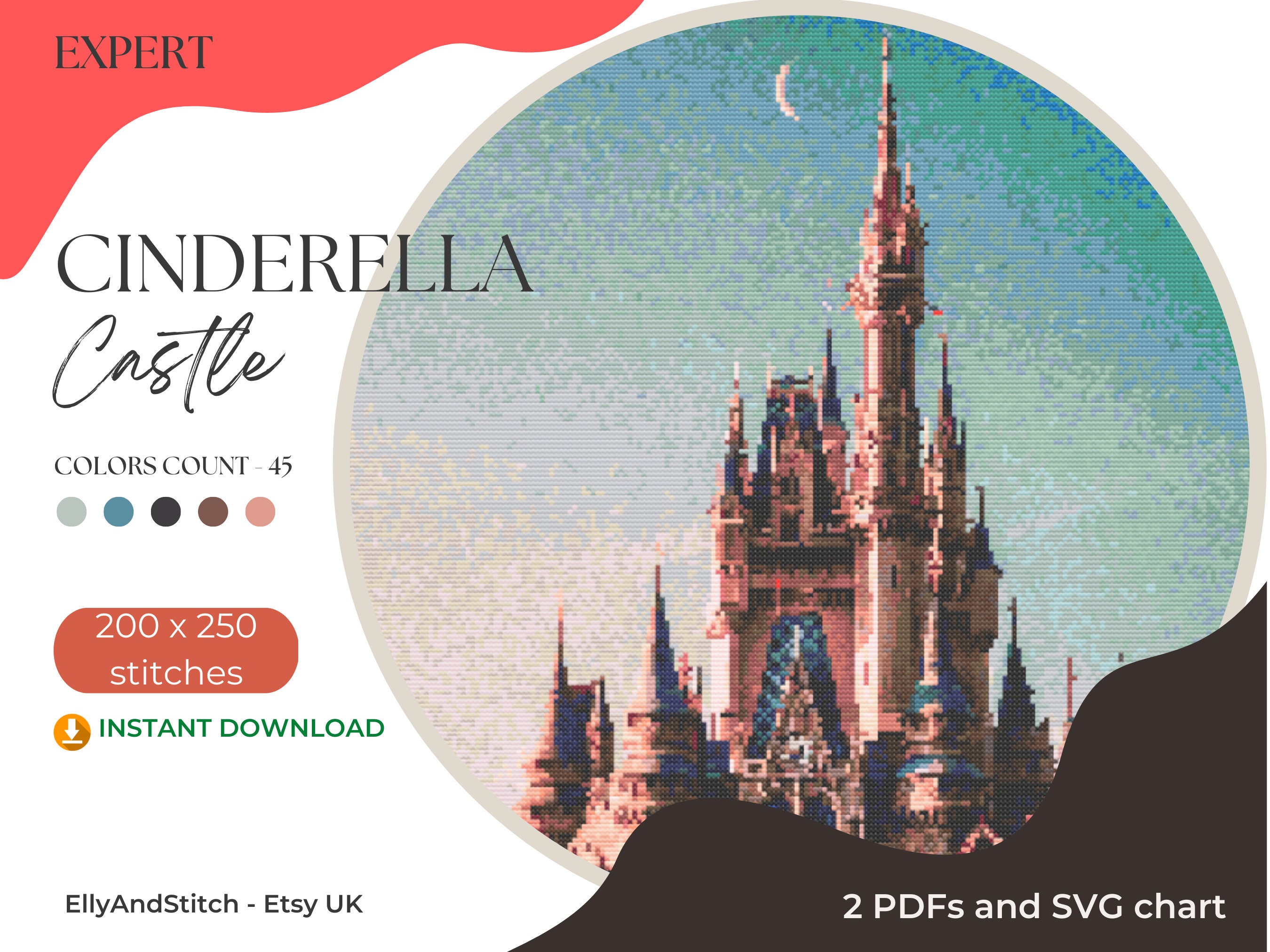 Cinderella Castle Cross Stitch Pattern | Quality Design | Instant ...