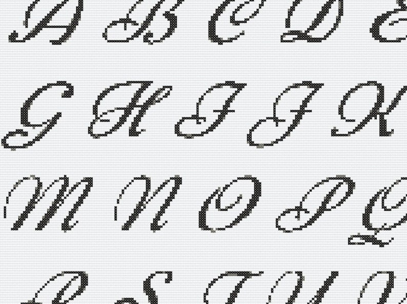 Alfabeto monograma Letras manuscritas / Patrón de punto de cruz ...