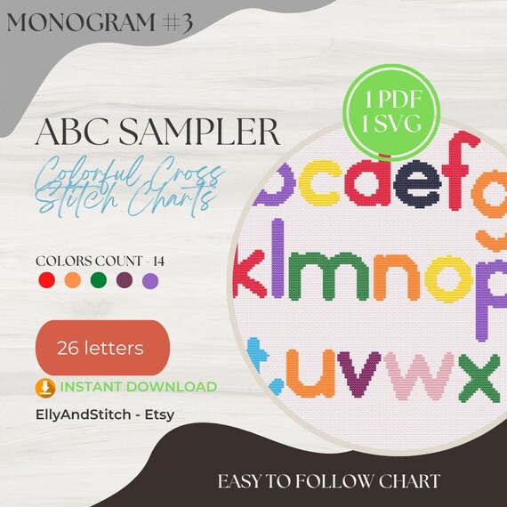 ABC Sampler Alphabet Letters Cross Stitch Pattern Quality - Etsy