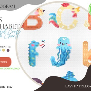 26 Letters Animal Alphabet Cross Stitch Kids Embroidery Patterns - Etsy