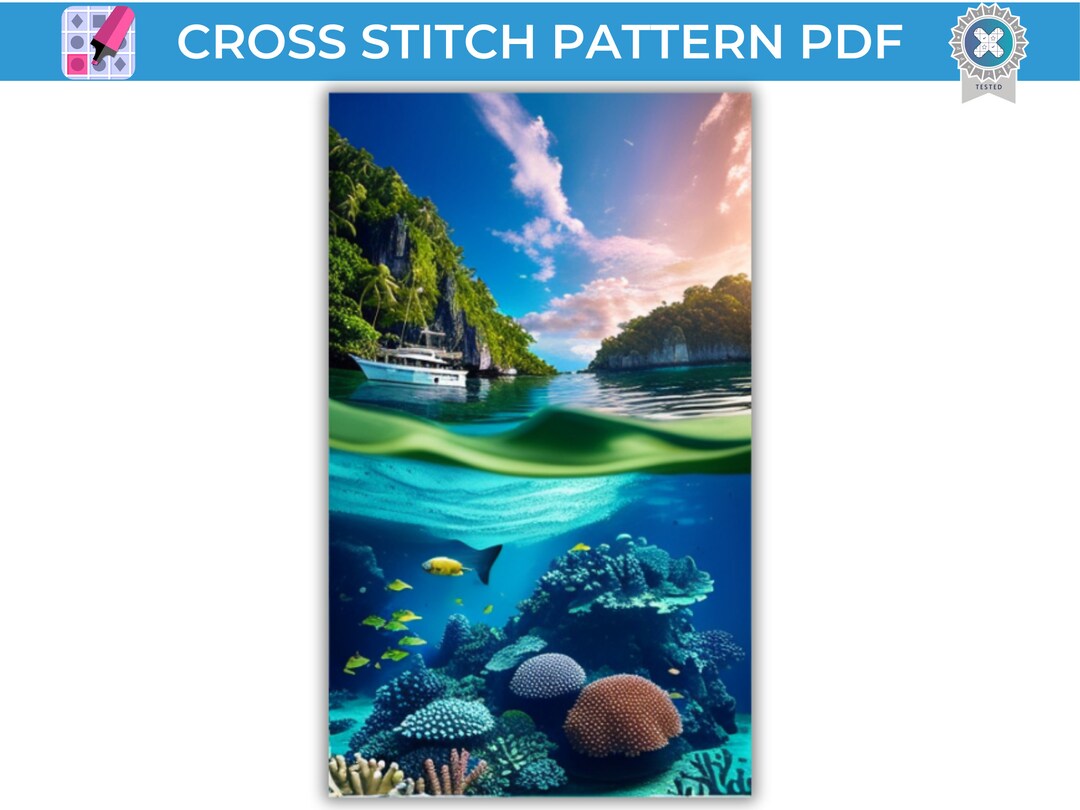 Underwater Landscape Cross Stitch Pattern: Full Coverage Embroidery ...