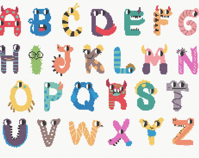 26 Letters Animal Alphabet Cross Stitch Kids Embroidery Patterns - Etsy